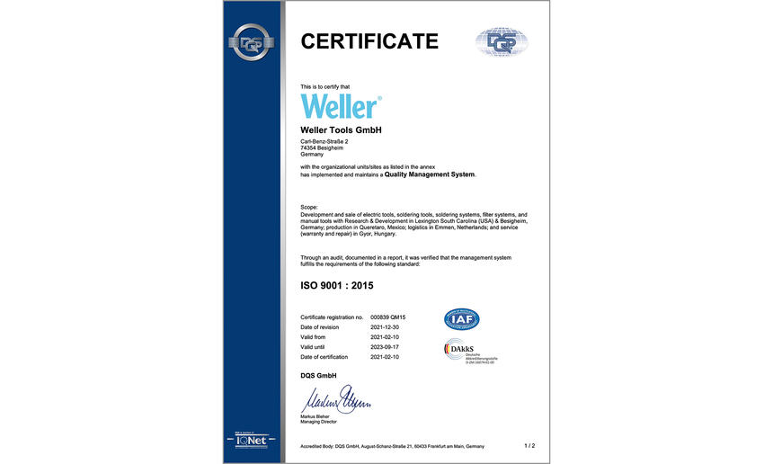 Quality | Weller Tools US