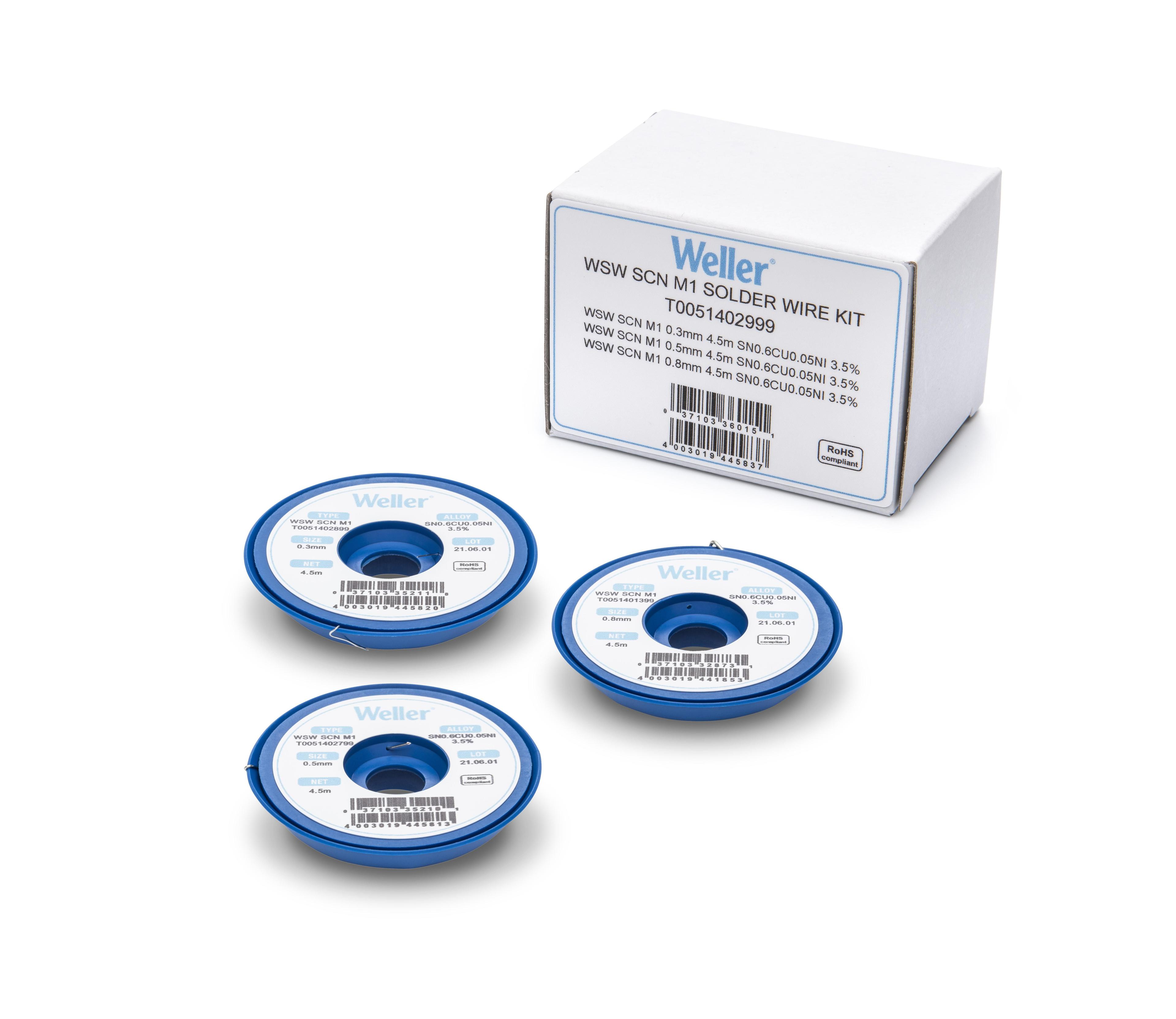 WSW SCN M1 0,3; 0,5; 0,8 Kit, 21g, Sn0,6Cu0,05Ni3,5% | Weller Tools